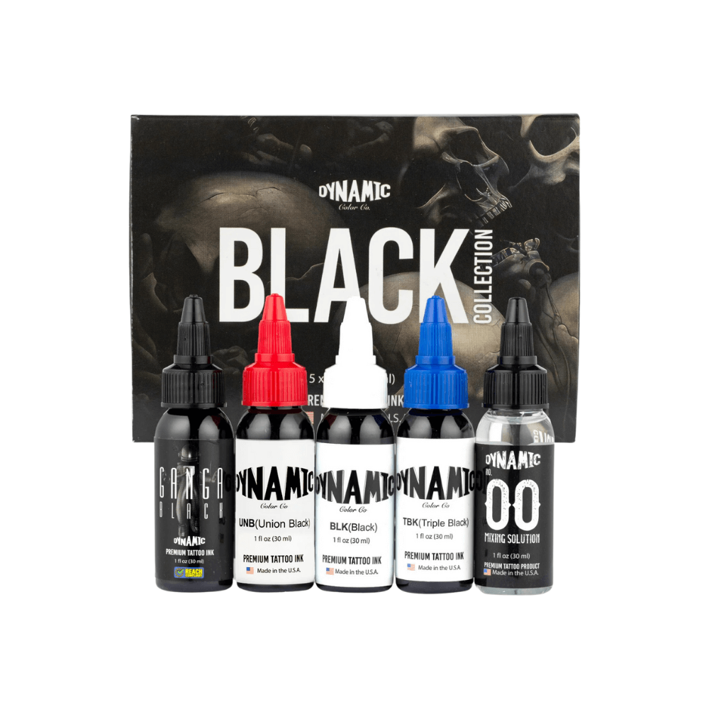 Dynamic Black Collection Tattoo Ink Set 1oz – 4 Inks + Mixing Solution ...